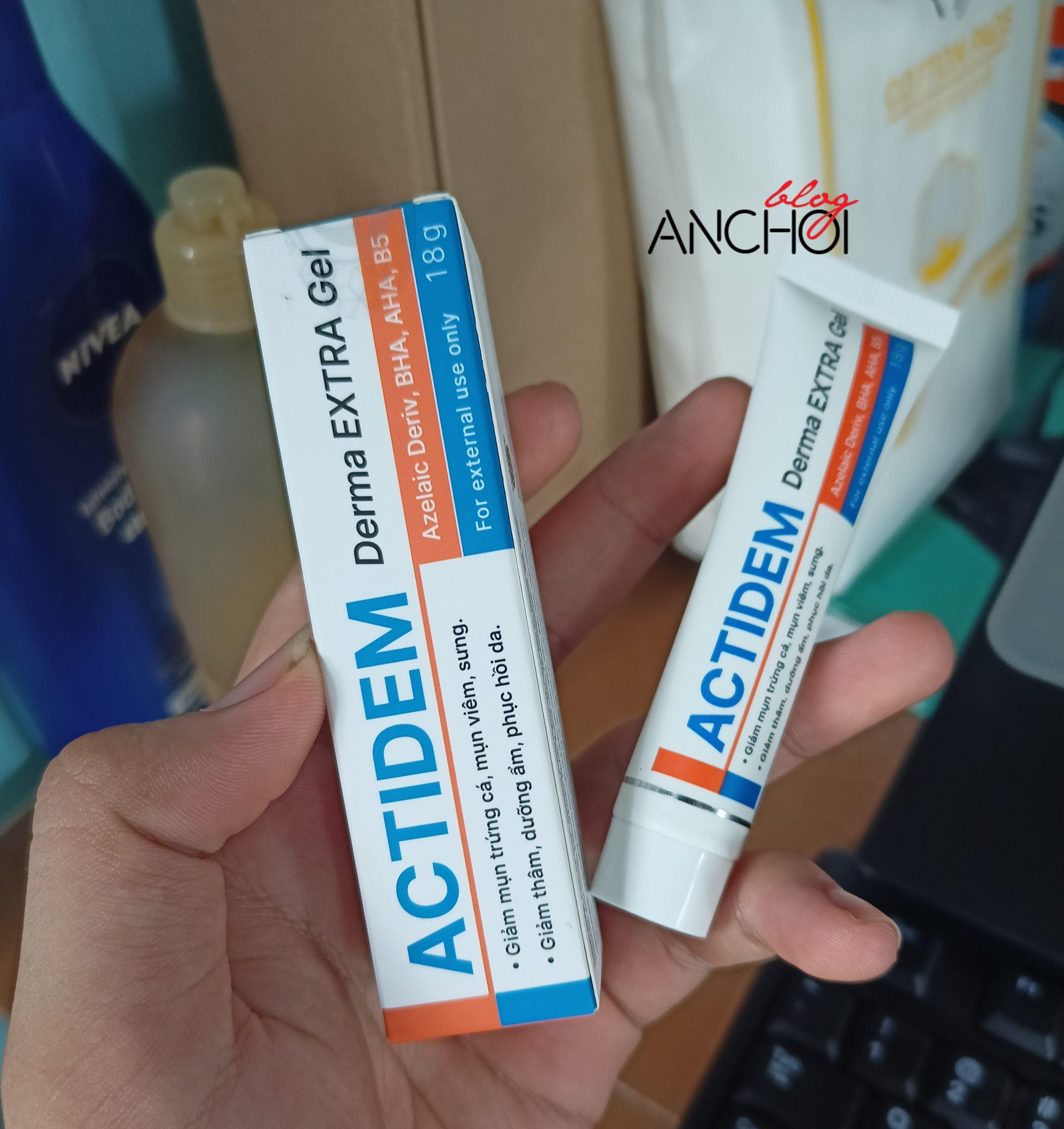 Review gel giảm mụn mờ thâm Actidem Derma Extra Gel: bảng thành phần lý ...