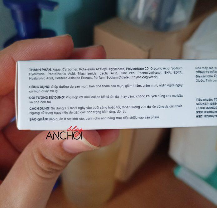 Review gel giảm mụn mờ thâm Actidem Derma Extra Gel: bảng thành phần lý ...
